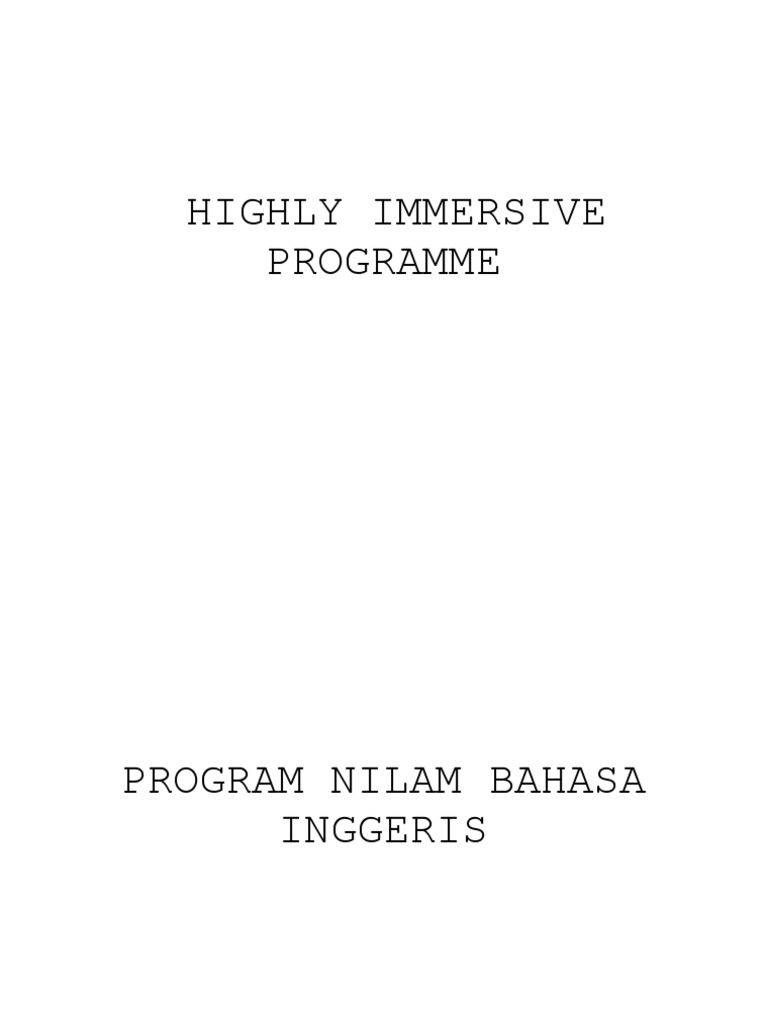 Highly Immersive Programme | PDF