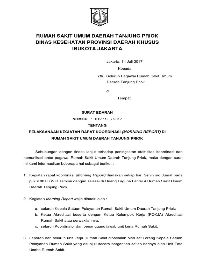 011.surat Edaran Tentang Morning Report | PDF