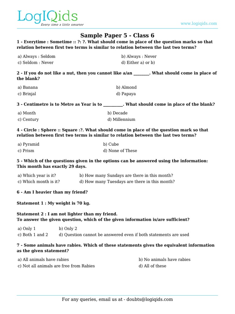 Sample Paper5 | PDF | Teaching Mathematics | Nature