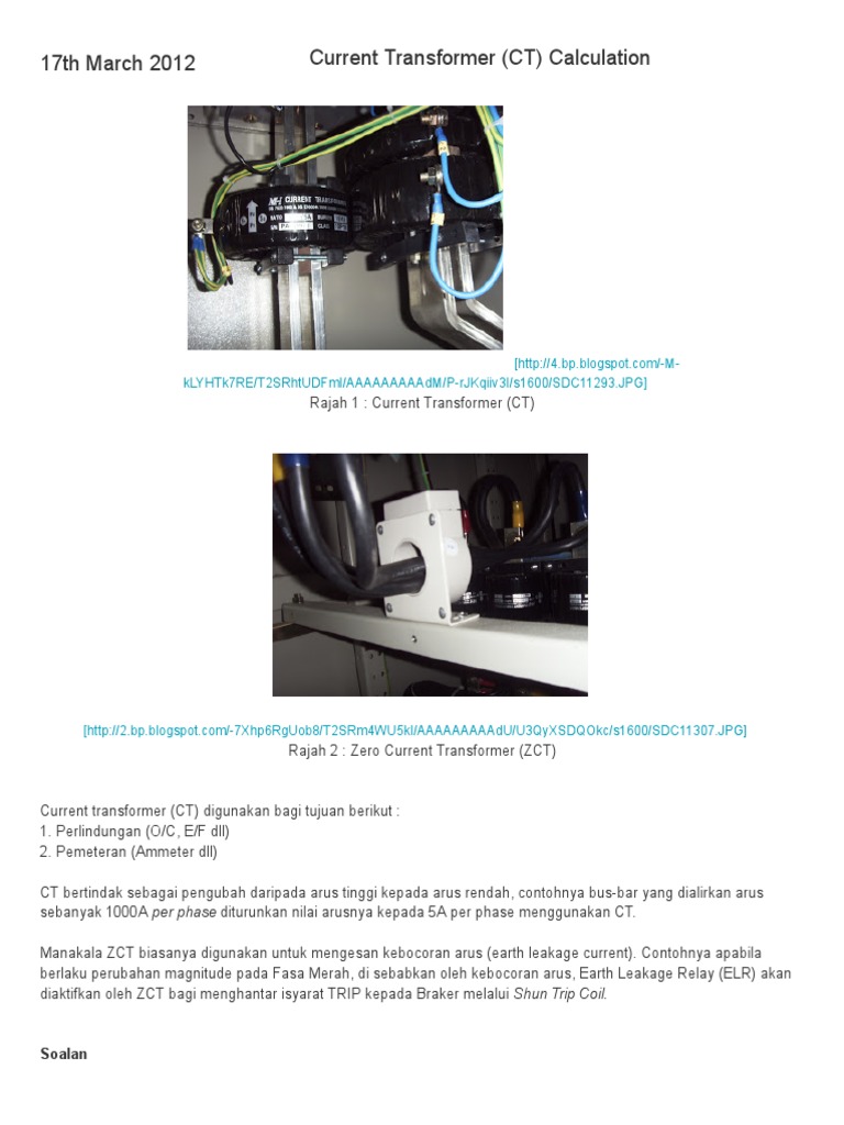 Current Transformer (CT) Calculation | PDF