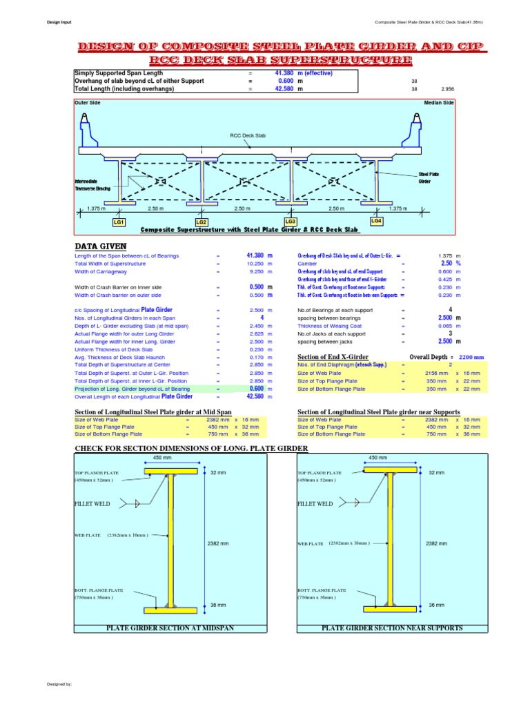 Steel Plate Girder (41.38m) - R0 | PDF | Stress (Mechanics) | Bending