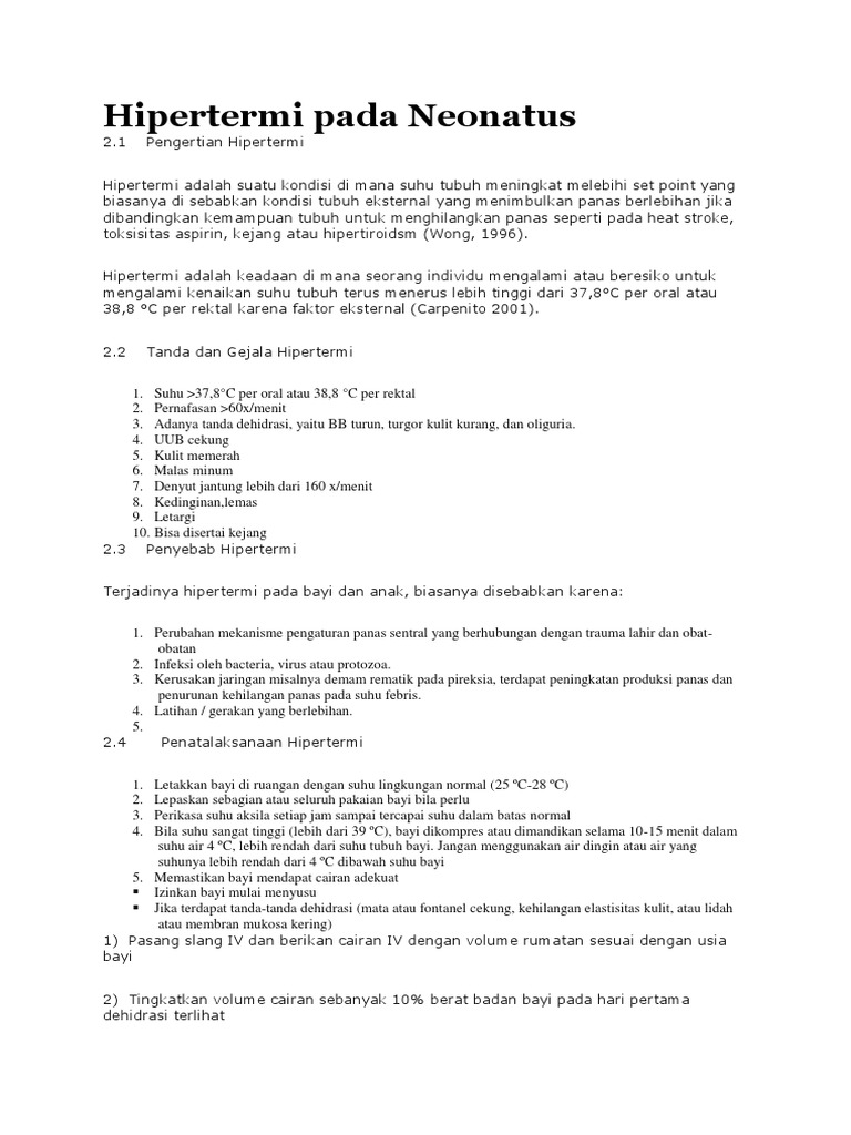 Hipertermi Pada Neonatus | PDF