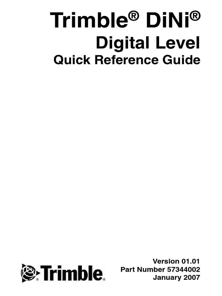 Trimble DiNi - Quick Ref Guide Ver.0101 | PDF | Menu (Computing ...