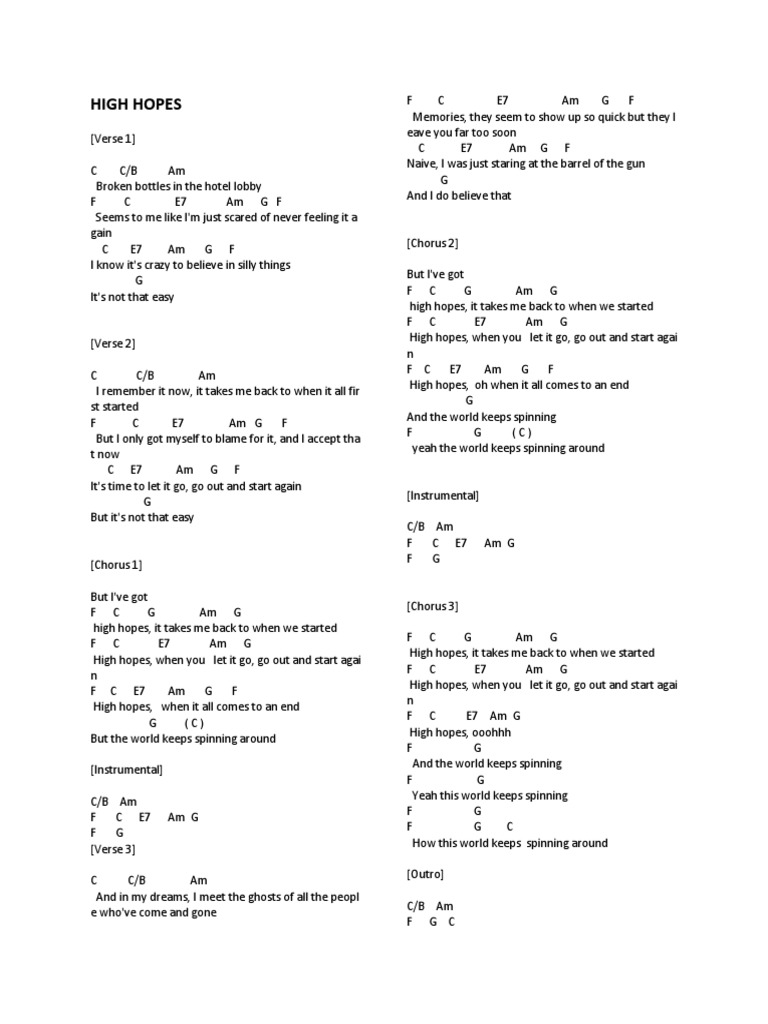 High Hopes | Song Structure | Songs