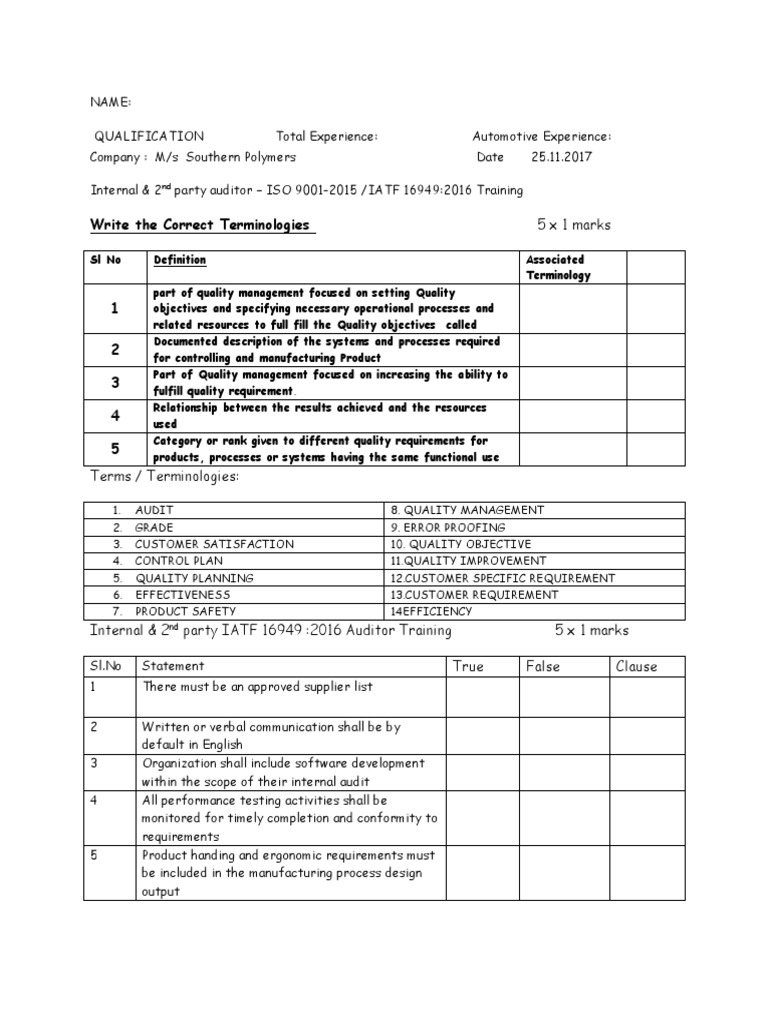 Internal Audit Test | Audit | Internal Audit