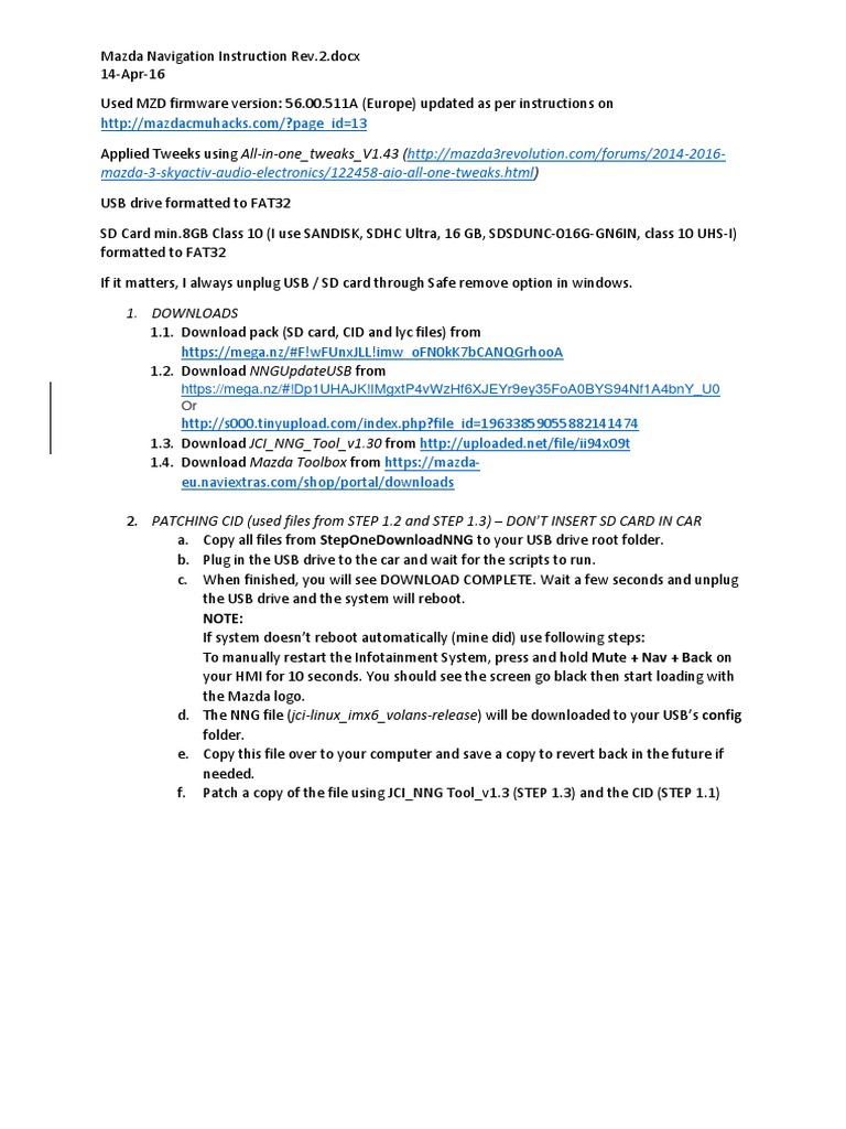 Mazda Navigation Update Instructions | PDF | Usb Flash Drive | Booting