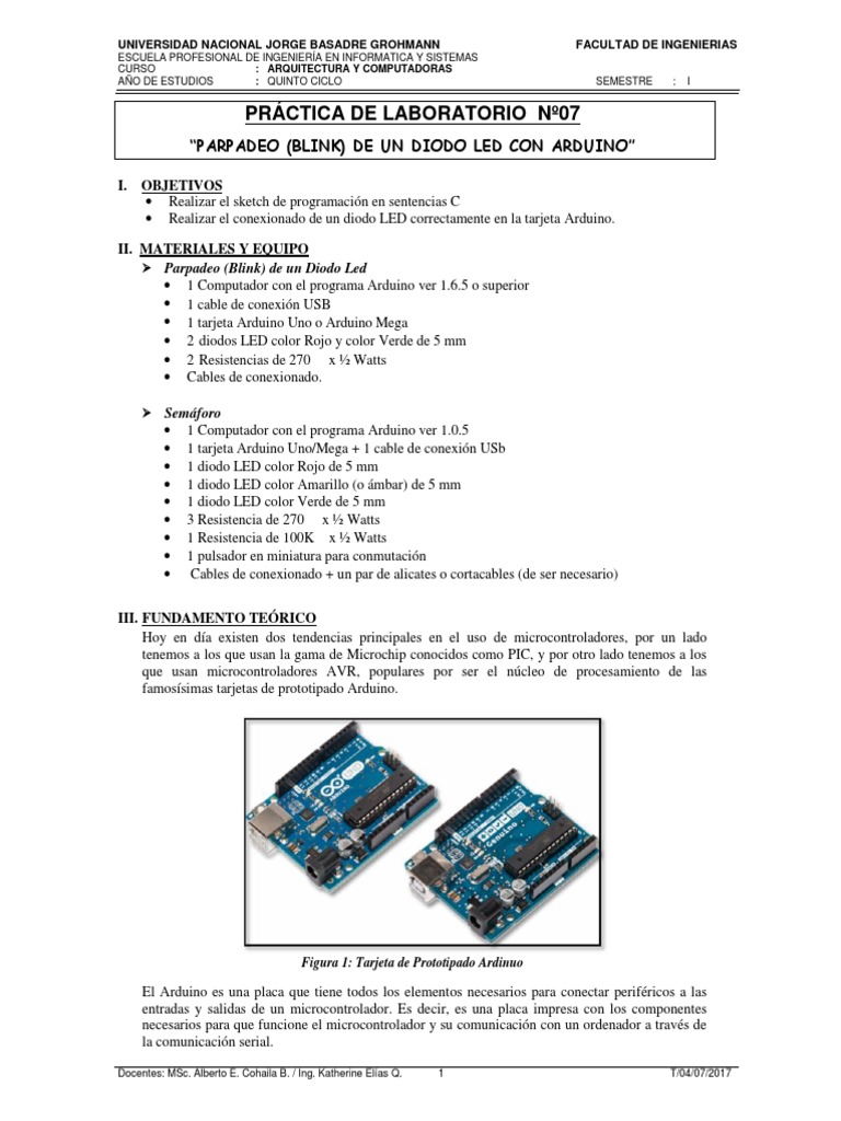 Laboratorio 07 Led Arduino | PDF | Arduino | Microcontrolador