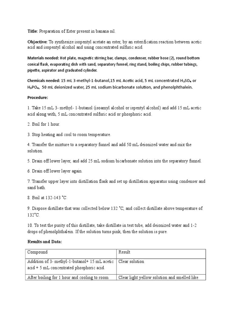 Synthesis of Banana Oil | PDF | Ester | Alcohol