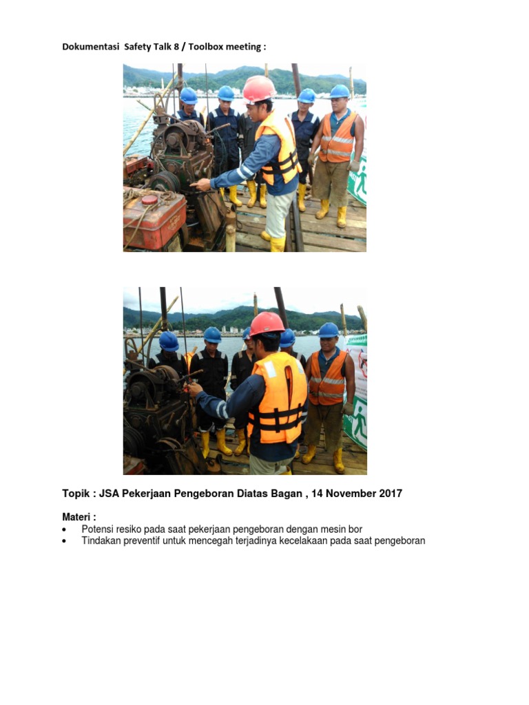 Dokumentasi Safety Talk 8 JSA Pengeboran | PDF