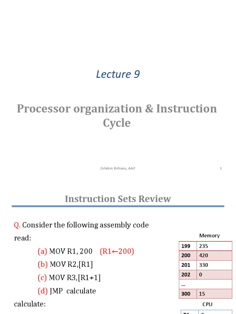 Lecture9-Processor Organization & Instruction Cycle | PDF | Central ...