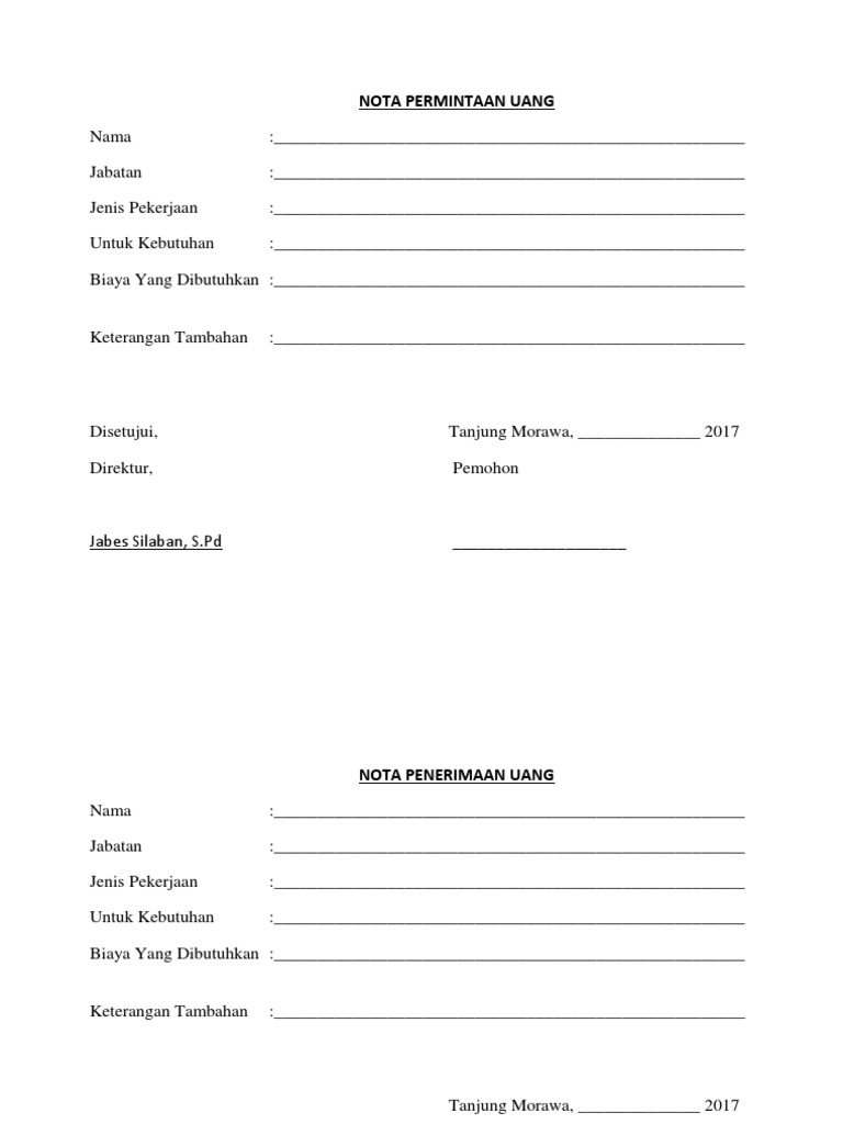 Nota Permintaan Uang | PDF