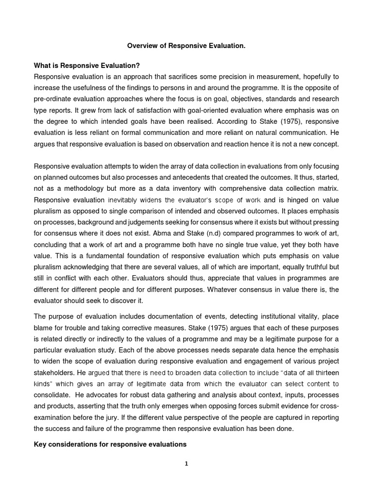 Responsive Evaluation | PDF | Program Evaluation | Stakeholder (Corporate)