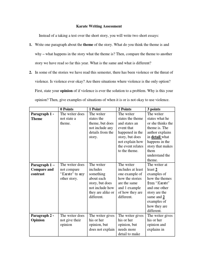 Karate Writing Assessment | PDF | Writing | Cognition