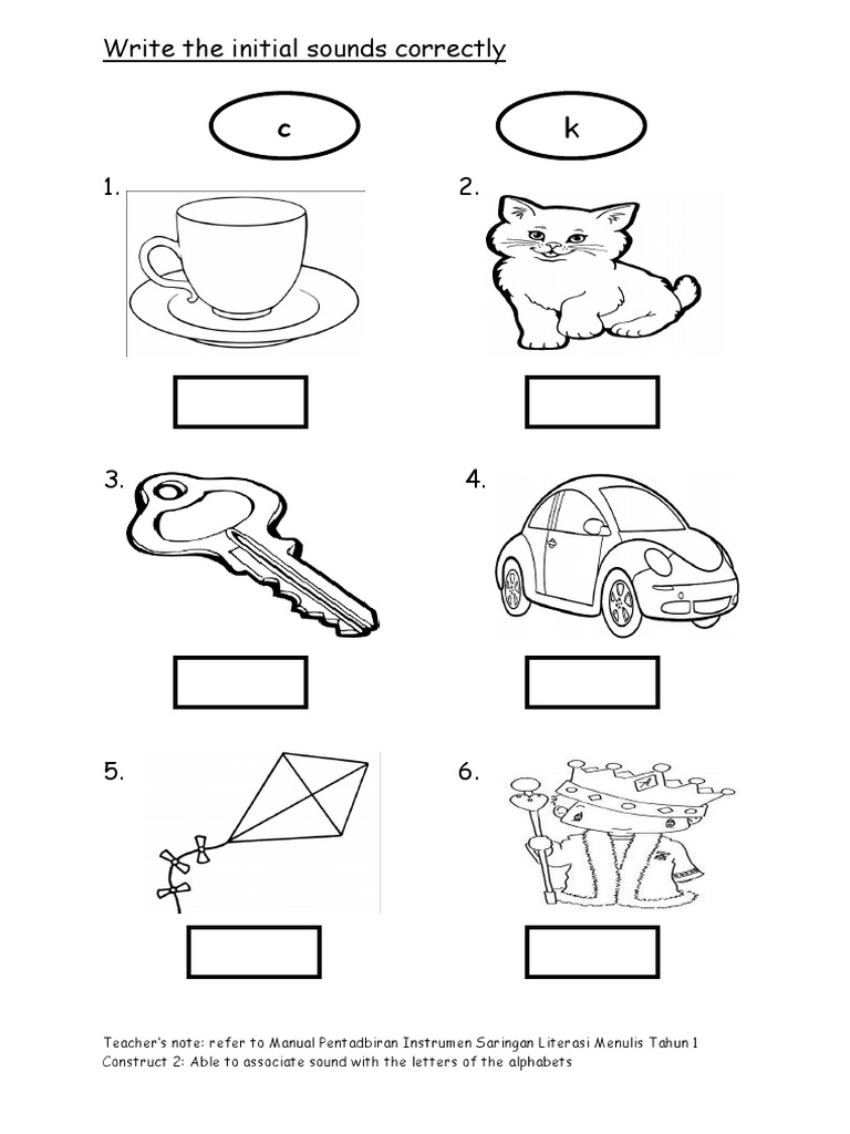 Initial Sounds Writing Exercise | PDF