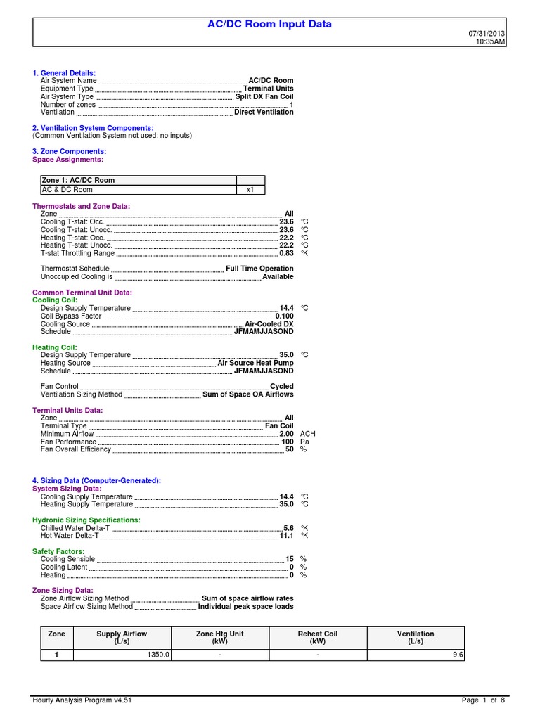 Air System Inputs | PDF | Hvac | Air Conditioning