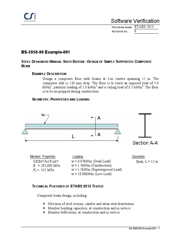 BS-5950-3 - Composite Beam - Example PDF | PDF | Beam (Structure ...
