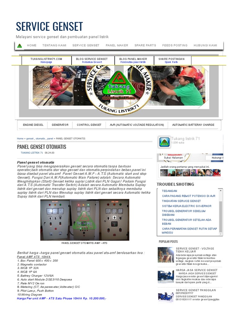 Panel Genset Otomatis - Service Genset | PDF