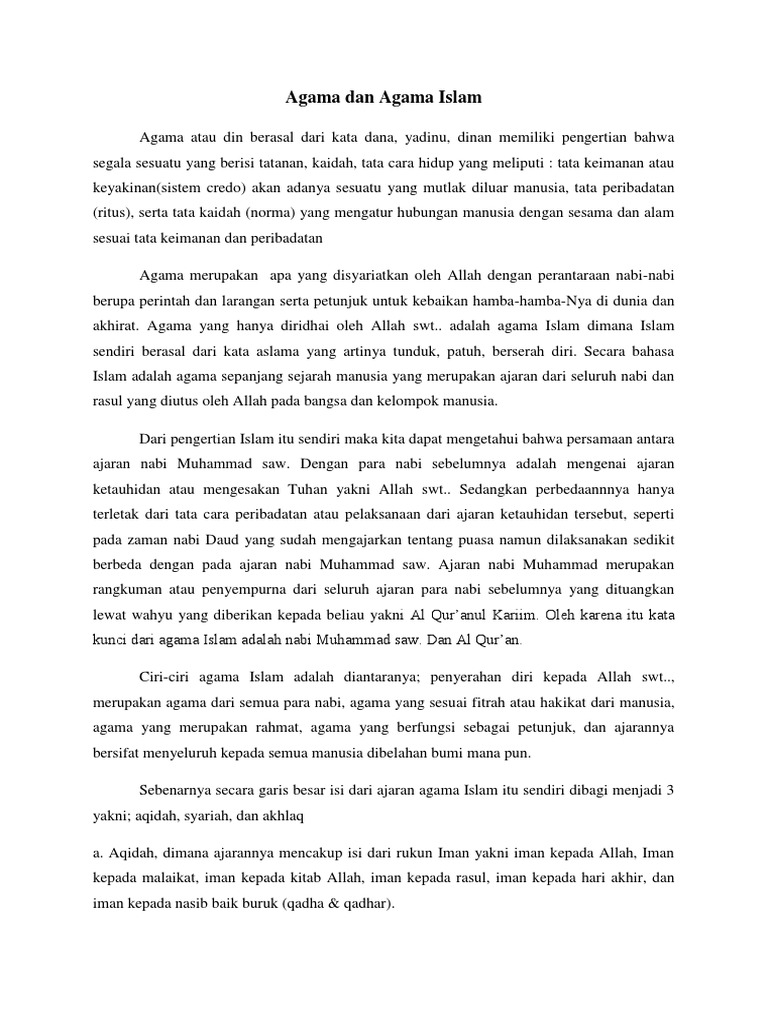 ACC RESUME Agama Dan Agama Islam | PDF
