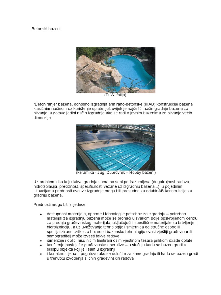 Betonski Bazeni | PDF