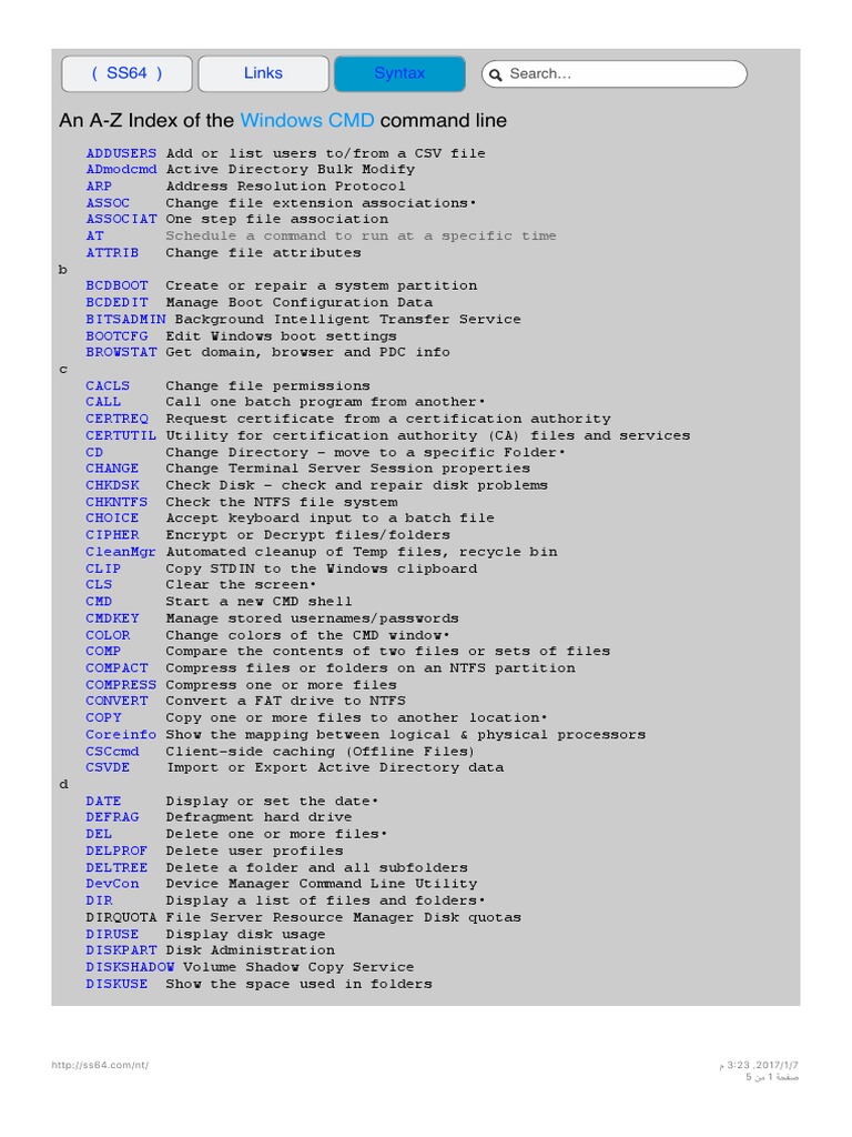An A-Z Index of The Windows CMD Command Line | PDF | Computer File | Windows Registry