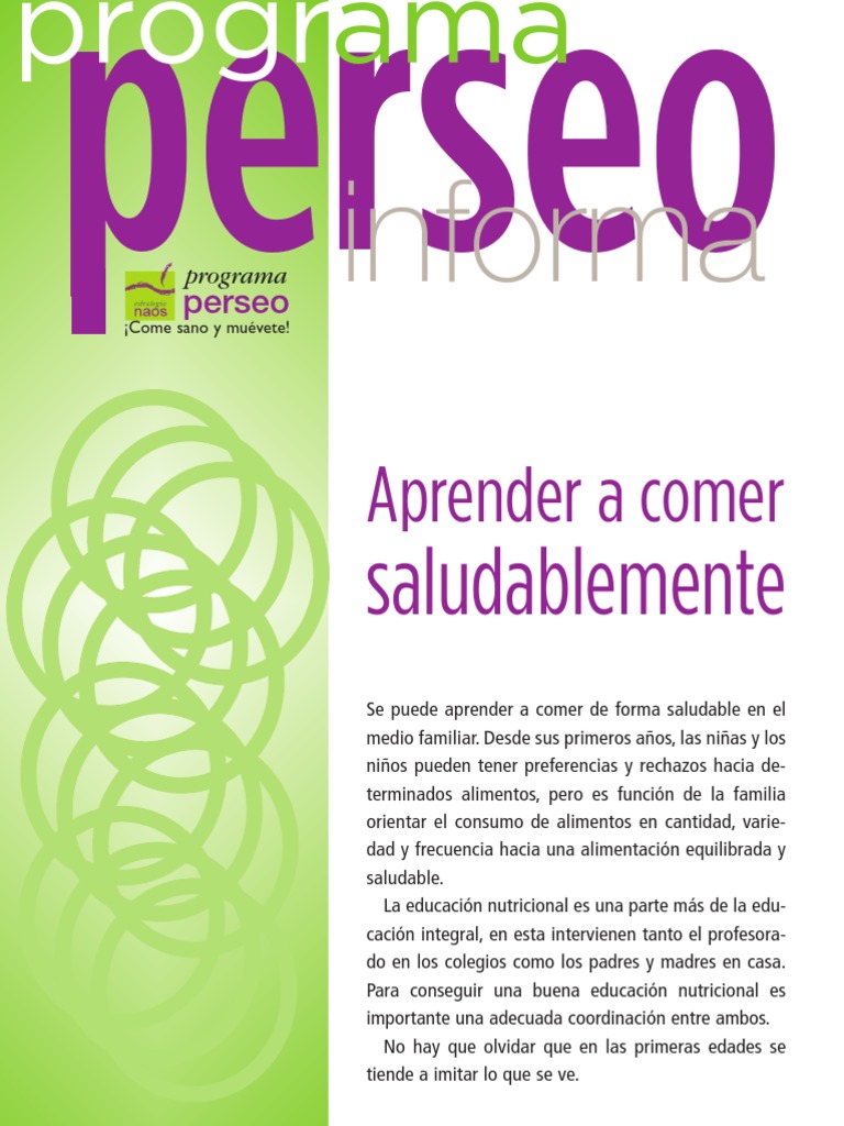 Aprender A Comer Saludablemente | PDF | Dieta | Alimentos
