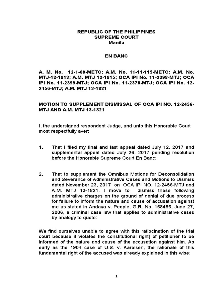 (Administrators) Supplemental Motion To Dismiss | PDF | Question Of Law ...