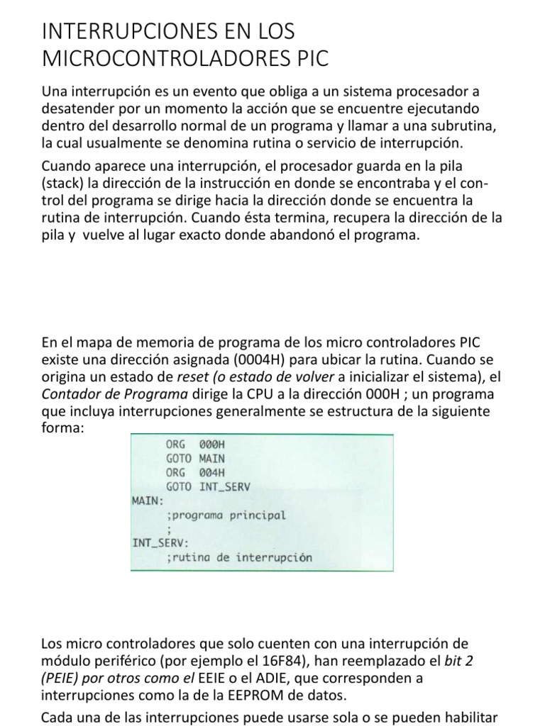 Interrupciones en Microcontroladores PIC | PDF | Microcontrolador | Programa de computadora