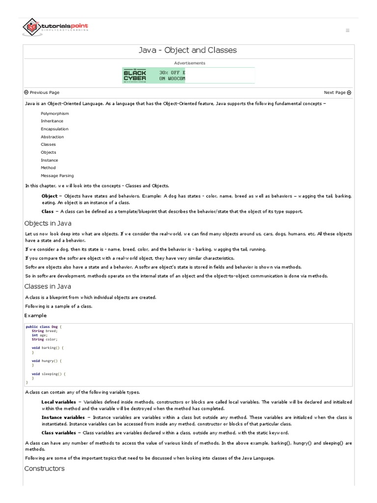 Java Object And Classes Pdf Constructor Object Oriented