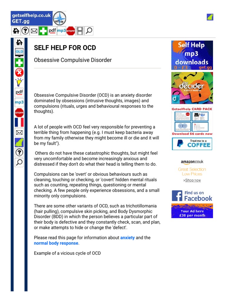 Self Help For OCD 1 Obsessive Compulsive Disorder Cognitive