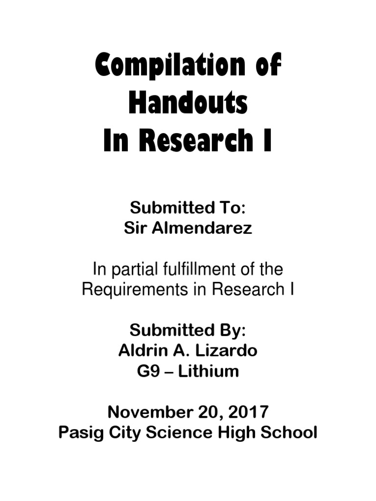 Research I Handouts Compilation | PDF
