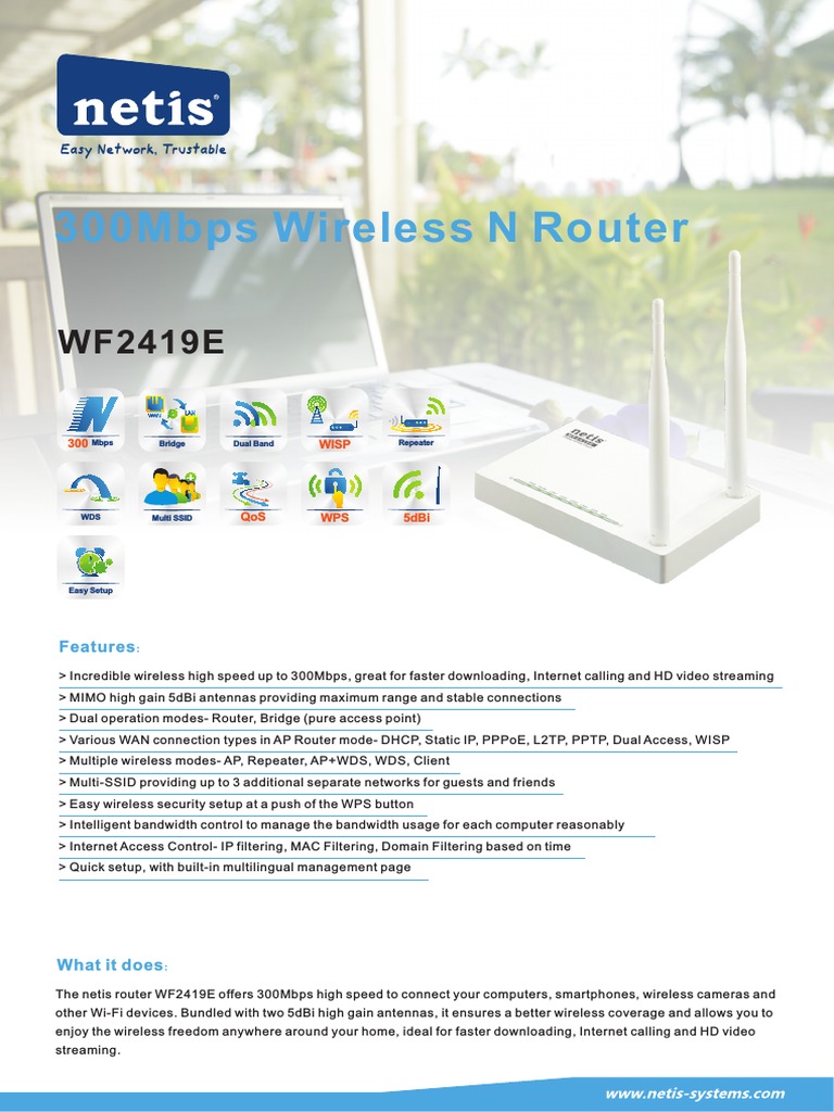 Netis WF2419E Datasheet | PDF | Wireless Lan | Ieee 802.11
