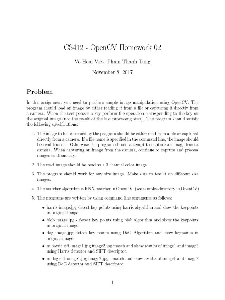 Cs412 Opencv Homework 02 | PDF | Software Engineering | Computer ...