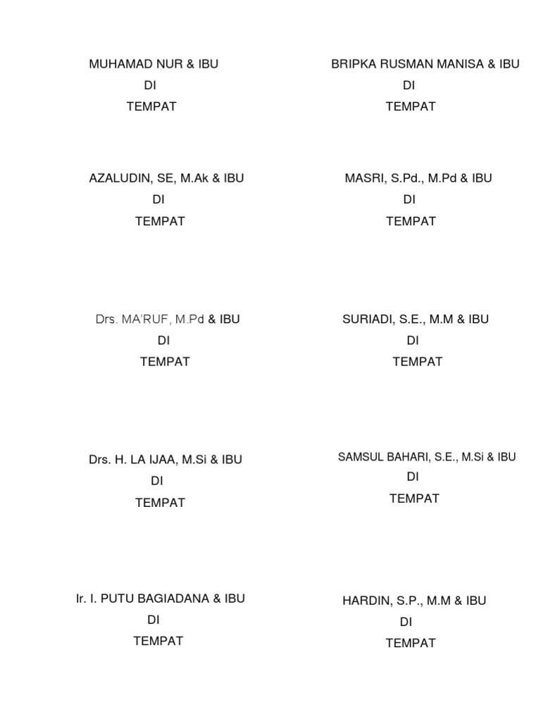 Format Stiker Undangan | PDF