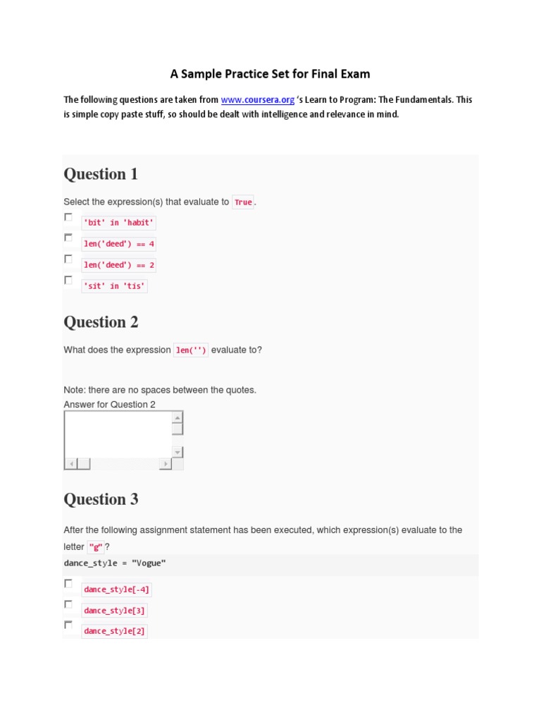 Final Practice Set | PDF | Notation | Areas Of Computer Science