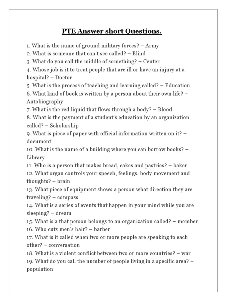 PTE Answer Short Questions | PDF | Twilight | Dawn