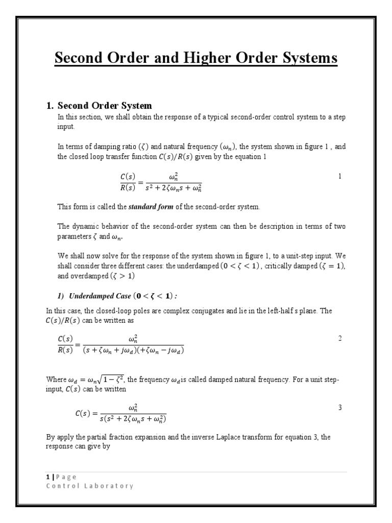 Second Order System Response Analysis | PDF | Control Theory | Control ...