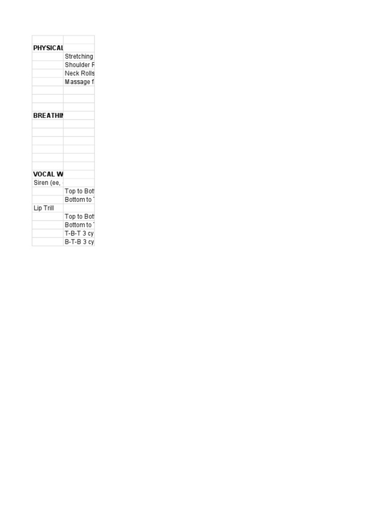 Simple Vocal Workout | PDF