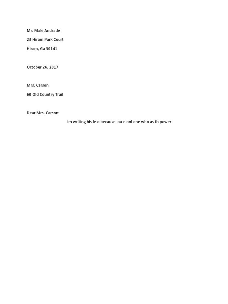 Letter from Maki Andrade to Mrs. Carson | PDF
