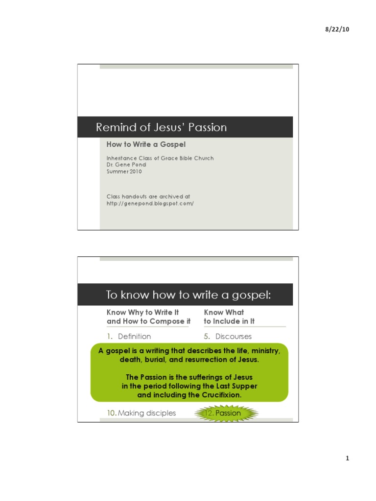 Writing a Gospel: Jesus' Passion Explained | PDF | John The Baptist ...