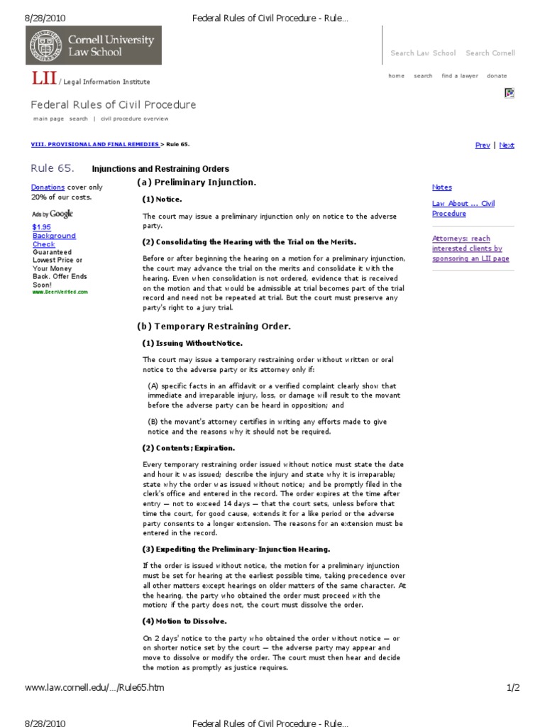 Understanding Rule 65: Injunctions Explained | PDF | Injunction | Federal Rules Of Civil Procedure