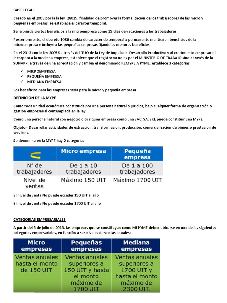 Base Legal | PDF | Pequeñas y medianas empresas | Derecho laboral