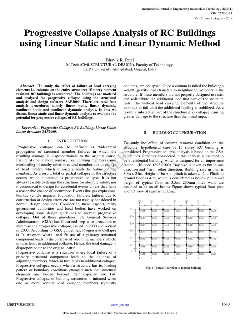 Progressive Collapse Analysis of RC Buildings Using Linear Static and ...