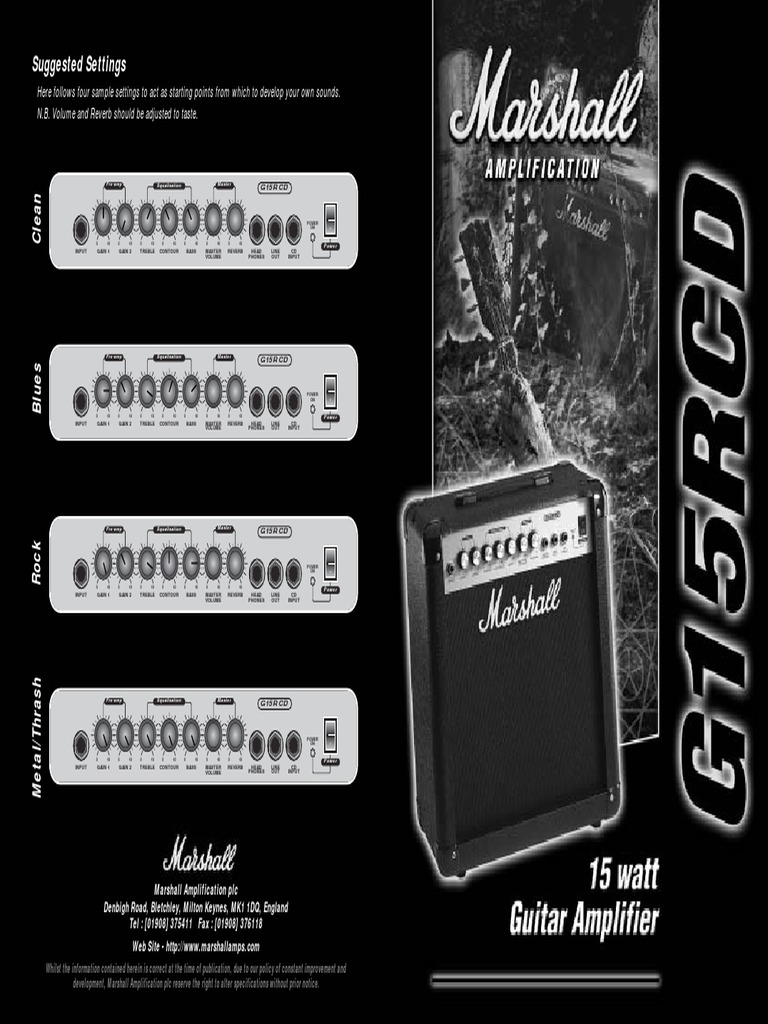 Marshall G15R CD Amp Settings Guide | PDF | Sound Technology | Audio ...