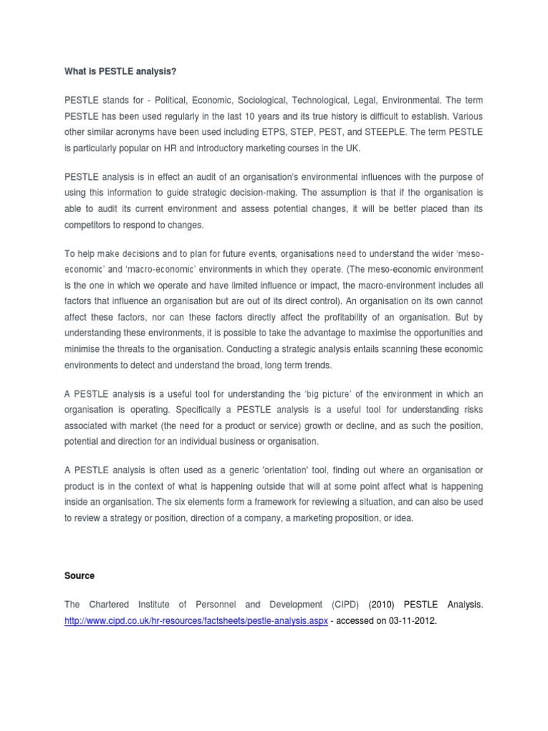 PESTLE Analysis = CIPD | Marketing | Economies