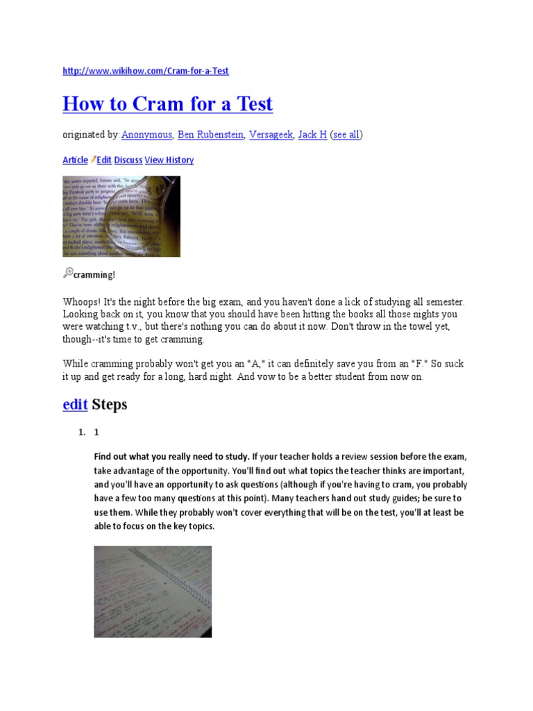 How To Cram For A Test | PDF