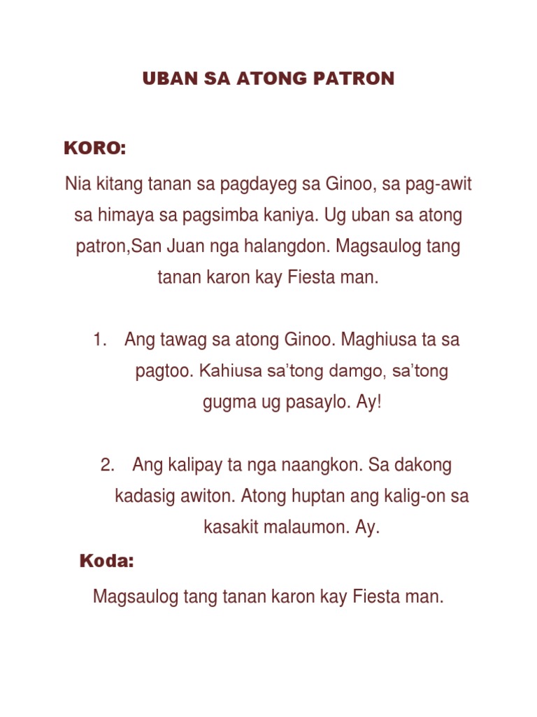 Uban Sa Atong Patron | PDF