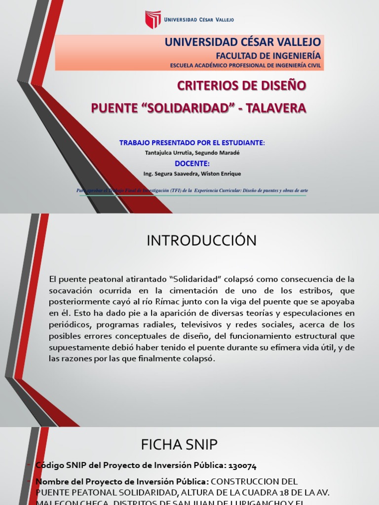 Puente Talavera - Solidaridad (Tfi) | PDF | Puente | Perú