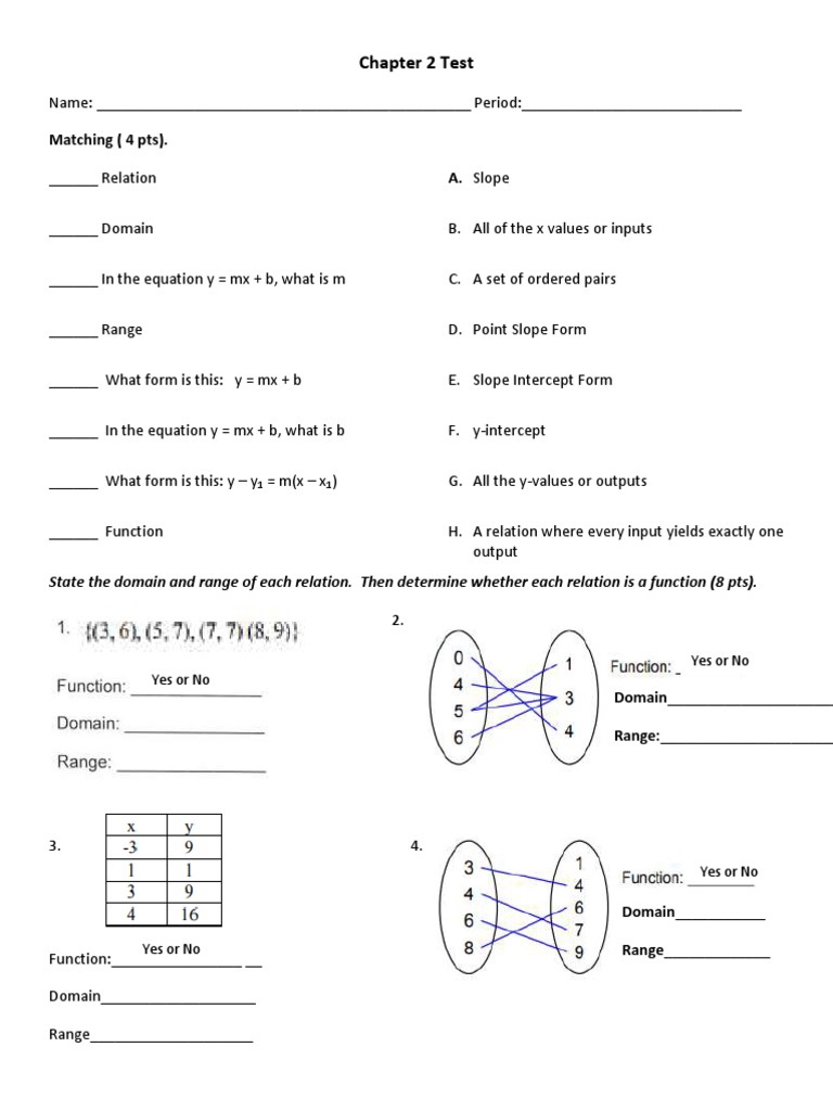 Chapter 2 Test | PDF | Graph Theory | Function (Mathematics)