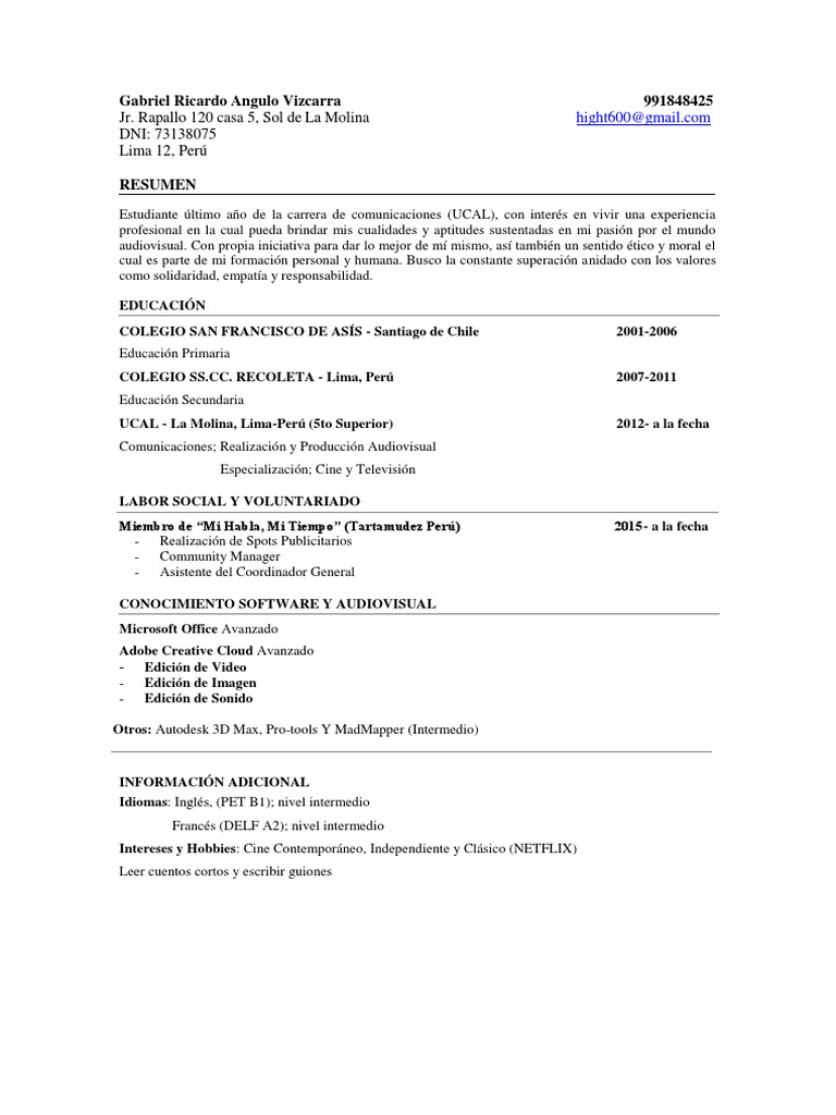 CV Gabriel Angulo Vizcarra 2017 | PDF