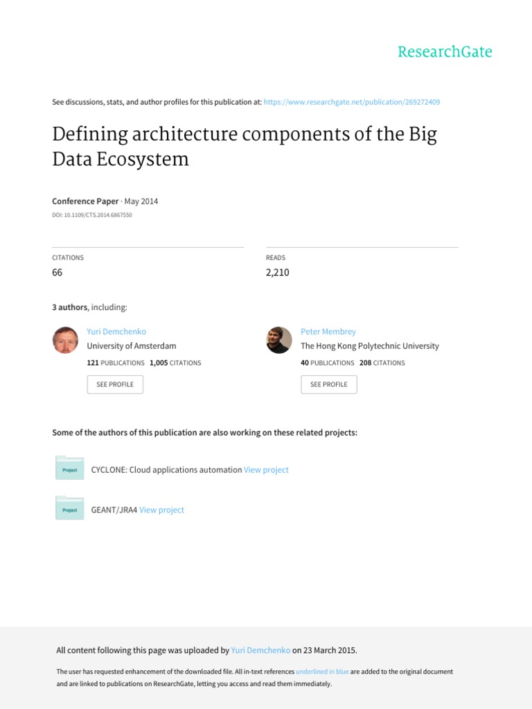 Defining Architecture Components of The Big Data Ecosystem | PDF | Big ...